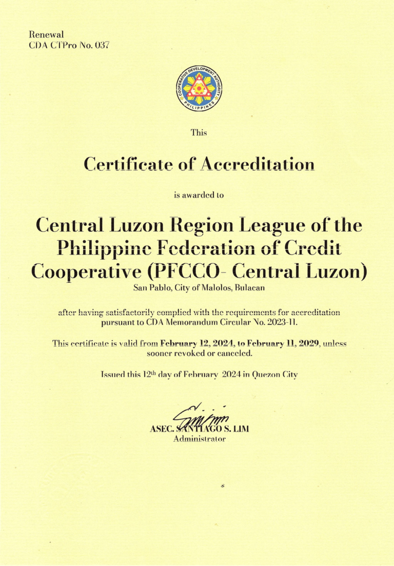 Our Certifications - Pfcco Central Luzon